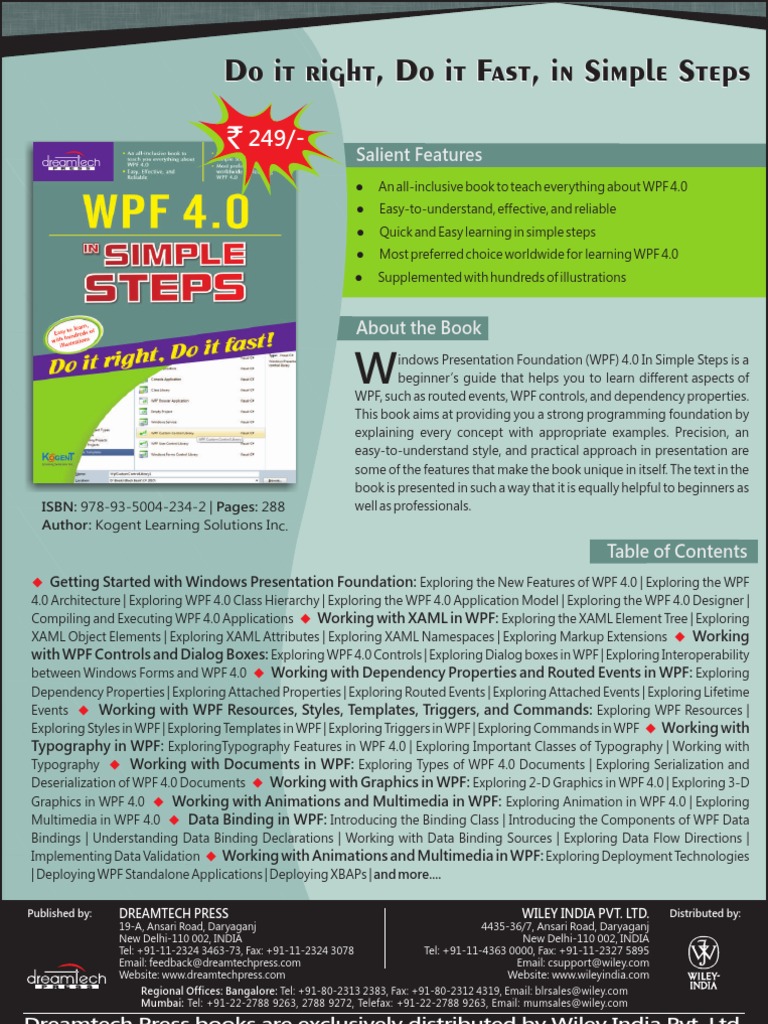 Wpf 4 0 In Simple Steps Pdf Windows Presentation Foundation Extensible Application Markup