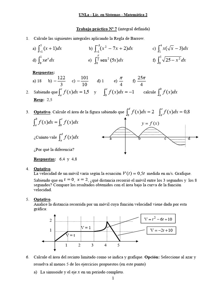 Guía Teórico Práctica N°7 - Integral Definida | PDF | Curva | Sistema ...