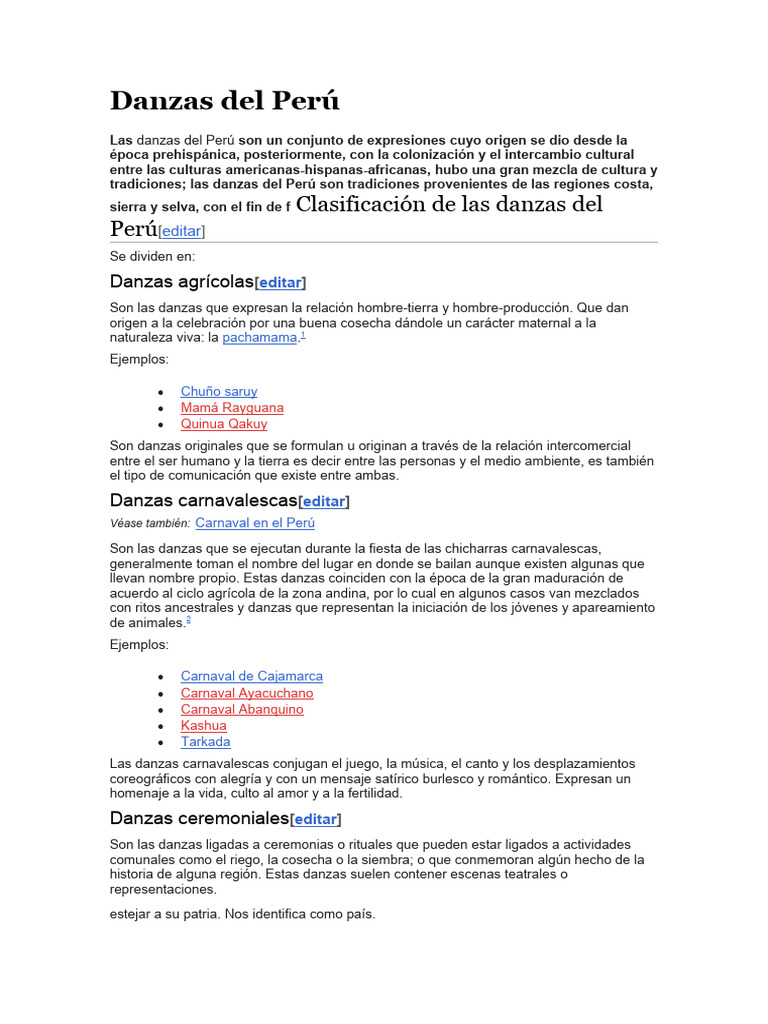 Danzas Del Perú Jostin Pdf Bailes
