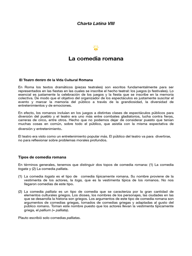 Comedia Romana: Tipos y Elementos | PDF | Teatro | imperio Romano