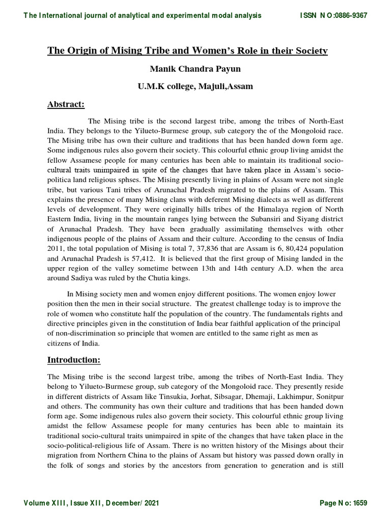 Mising Tribe Origins and Women's Roles | PDF