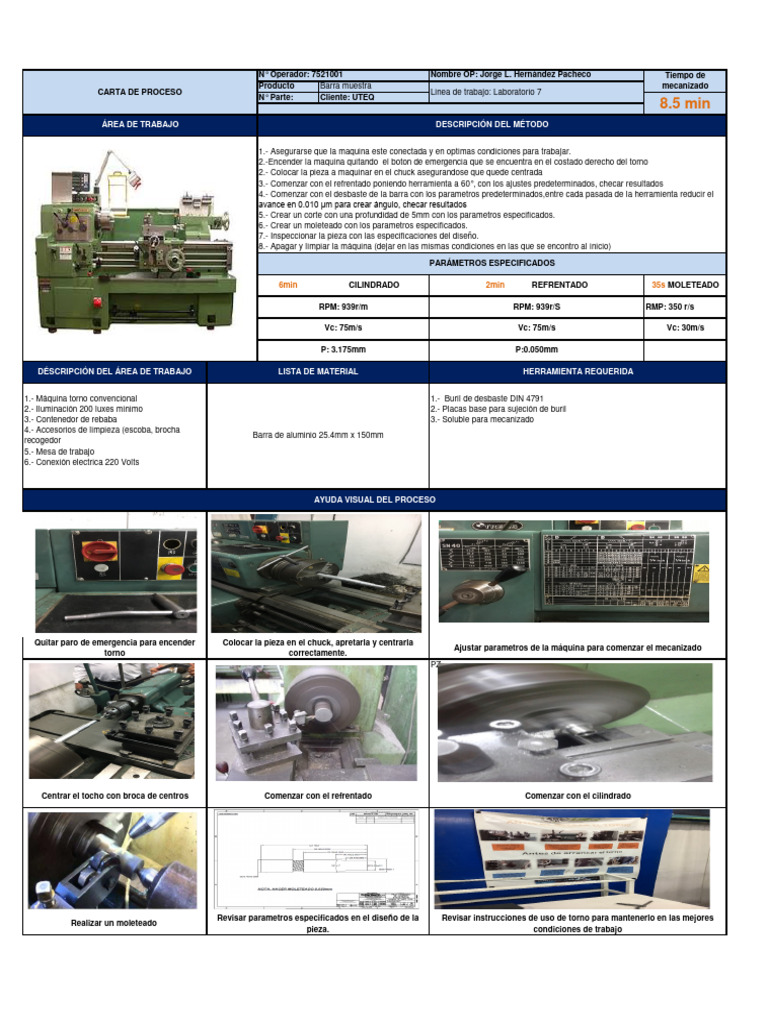 Carta de Proceso | Descargar gratis PDF | Mecanizado | Herramientas