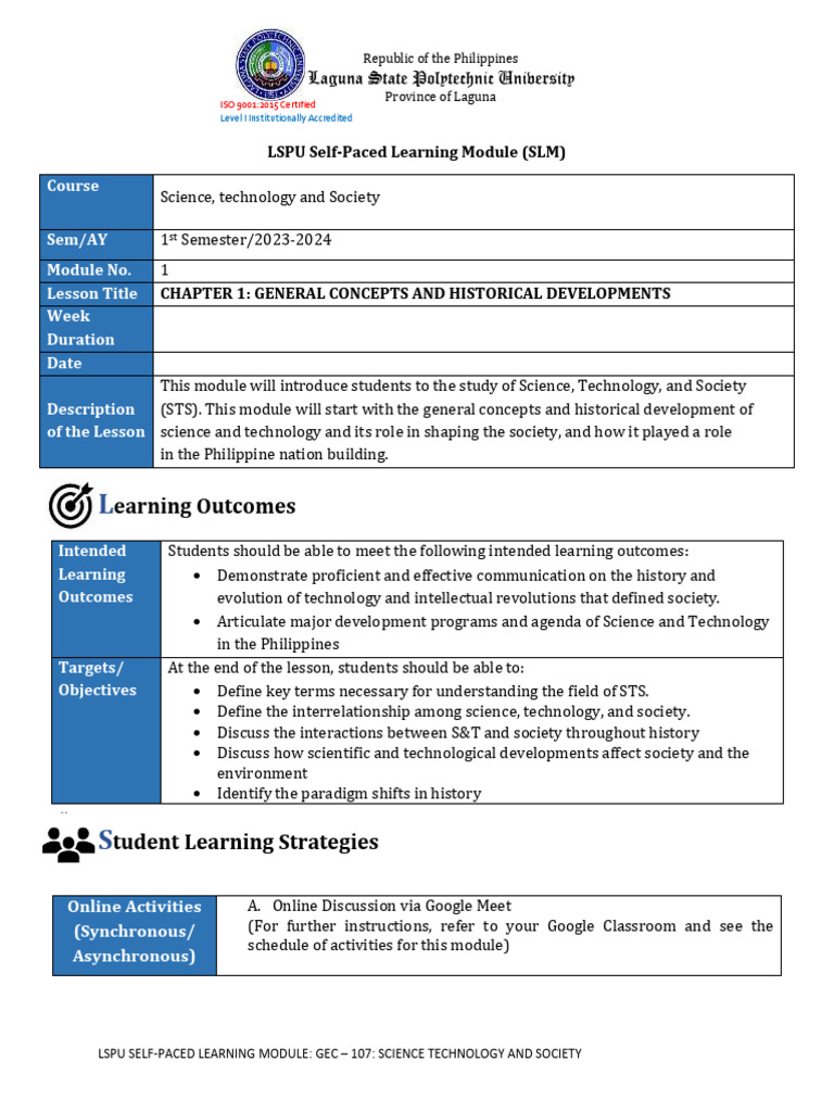 Earning Outcomes: LSPU Self-Paced Learning Module (SLM) | PDF | Science ...