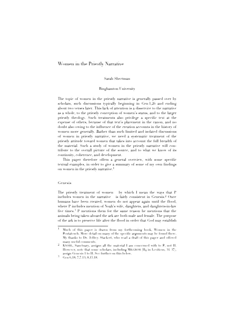 Women in The Priestly Narrative | PDF | Book Of Genesis | Rebecca