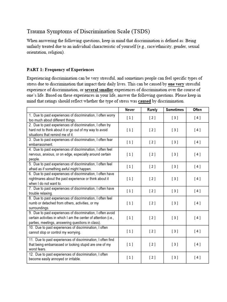 Trauma Symptoms Discrimination Scale | PDF | Experience | Discrimination