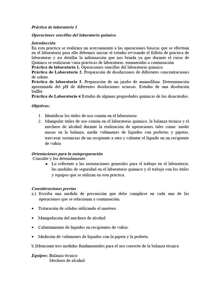 Practica de Lab 1 | PDF | Laboratorios | Concentración