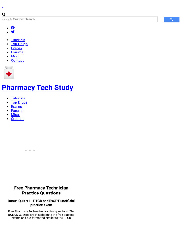 Pharmacy Tech Study: Tutorials Top Drugs Exams Forums Misc. Contact ...