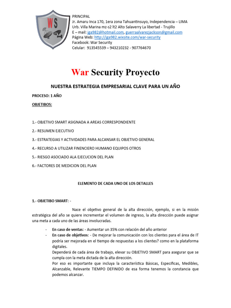 War Security Proyecto | PDF | Imperio Inca | Business