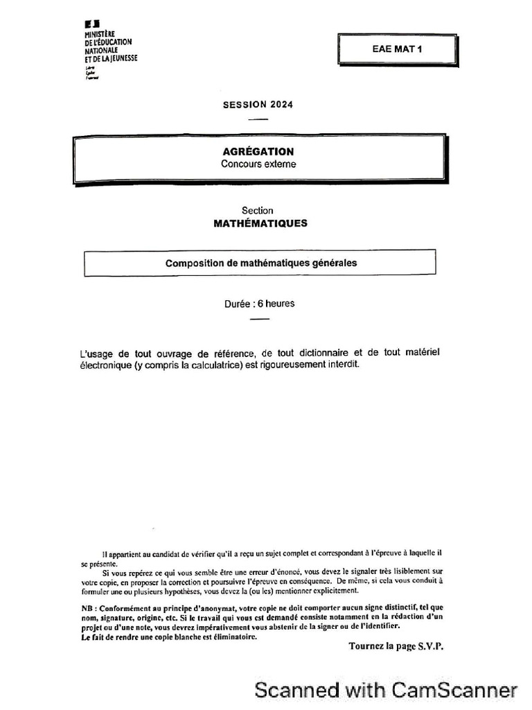 Maths MG Agreg 2024 Compressed | PDF