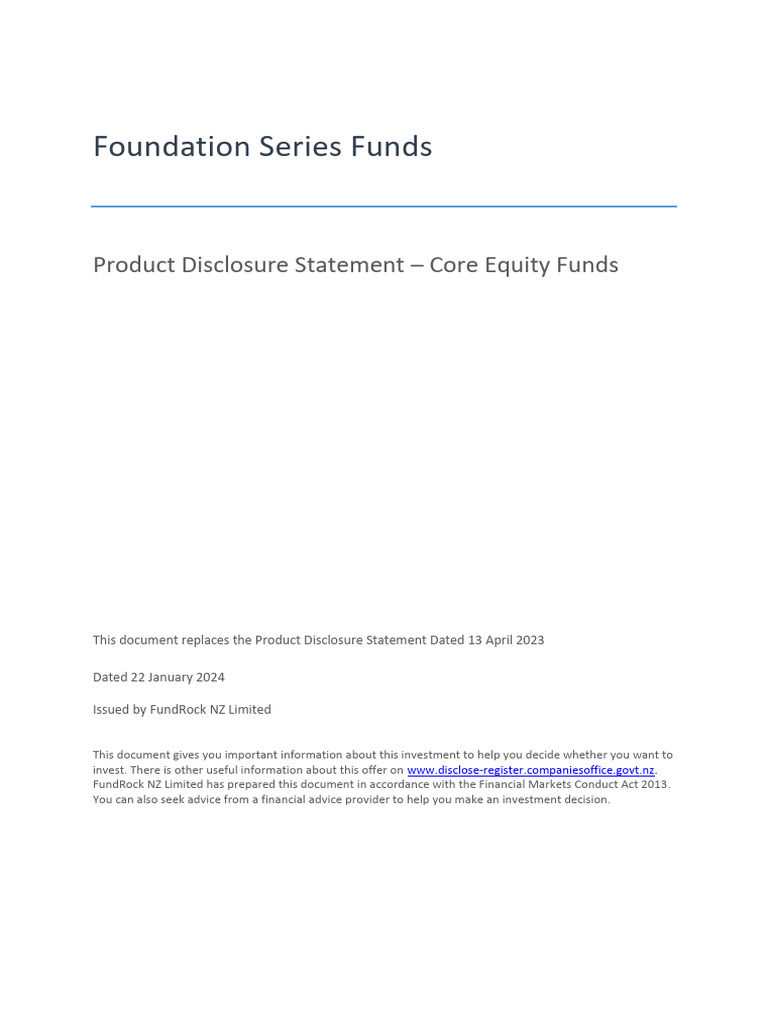 Foundation Series Core Equity Funds PDS | PDF | Investment Fund ...