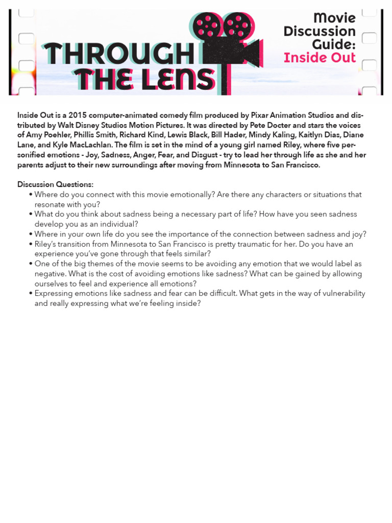 Inside Out: Emotional Growth Discussion | PDF | Self-Improvement | Wellness