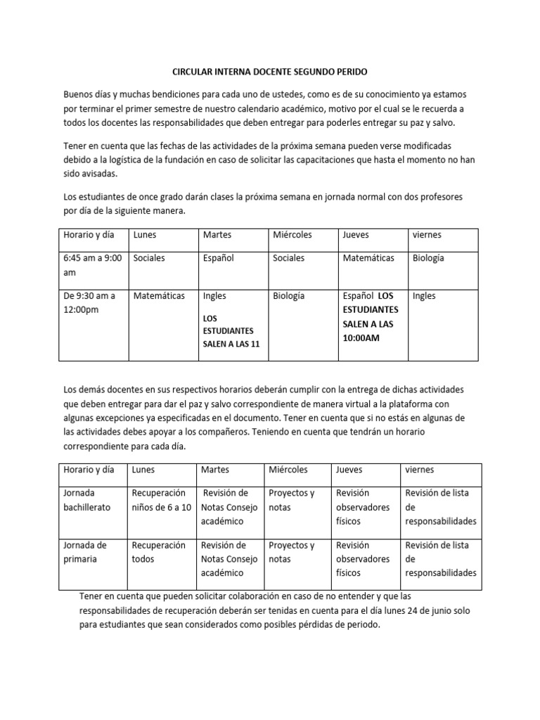 Circular Interna | PDF