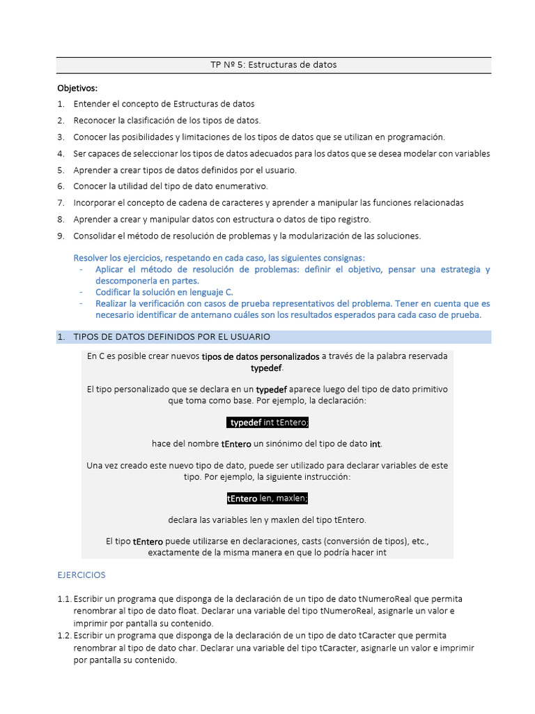6-AED1-TP5 Estructuras de Datos | PDF | Tipo de datos | Cadena (informática)