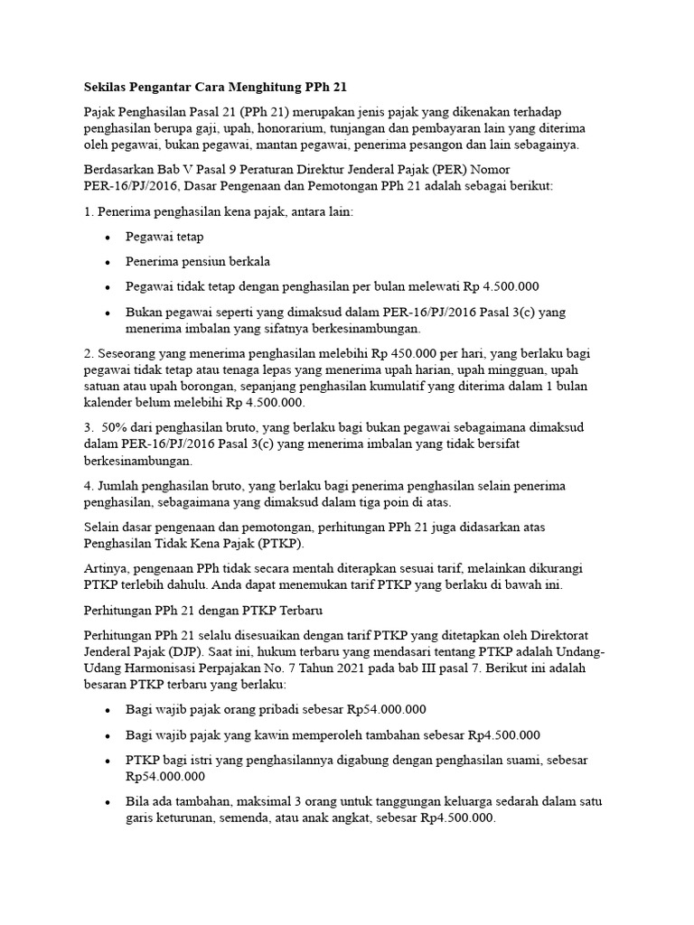Cara Hitung PPh 21 Terbaru | PDF | Pengelolaan Keuangan & Uang