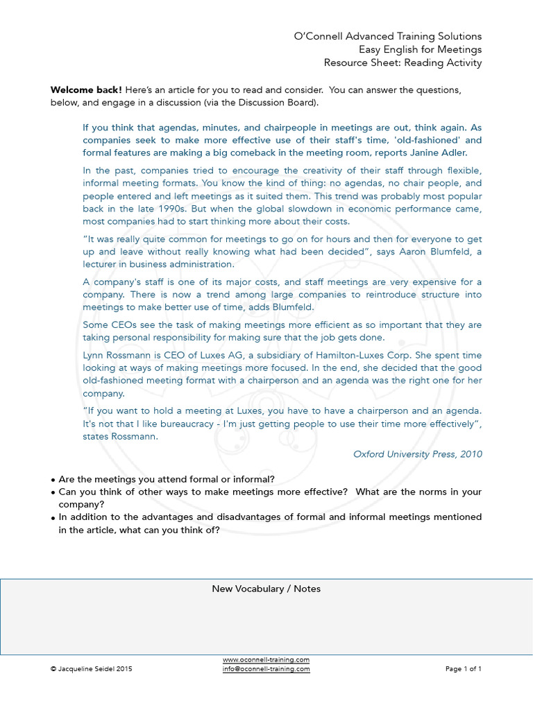 Effective Meeting Structures Explained | PDF | Career & Growth | Business