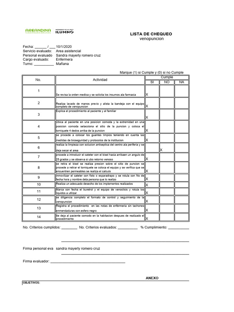 Formato Lista de Chequeo | PDF | Cuidado de la salud | Ciencias de la Salud