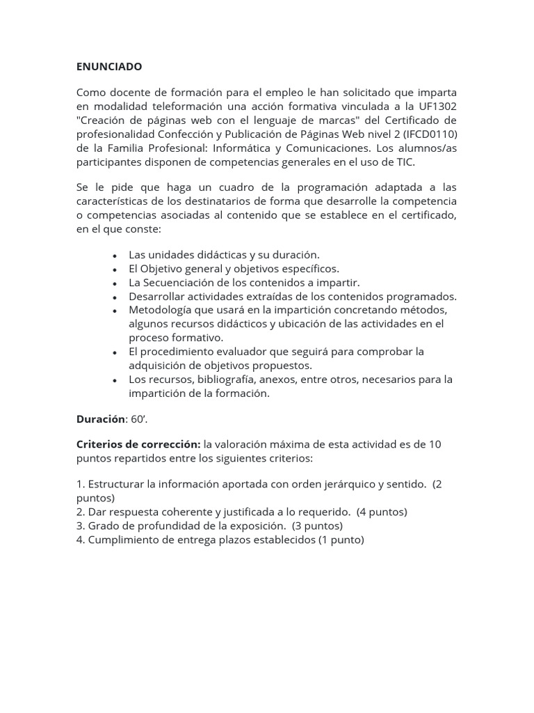 Caso Práctico Tema 3 Elaboración de La Programación de Una Acción ...