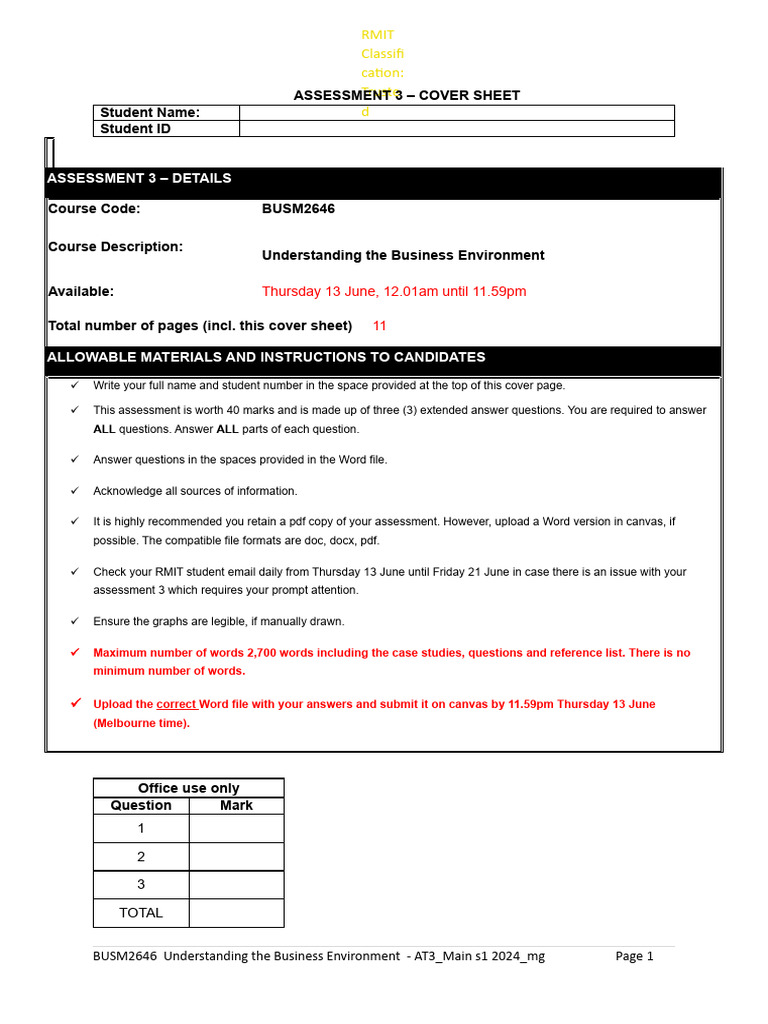 BUSM2646 AT3 s1 24 FINAL Marking Guide | PDF | Government Spending | Economic Surplus