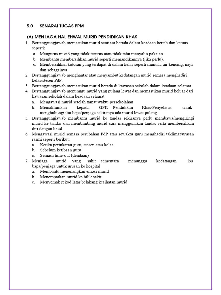 Senarai Tugas PPM | PDF