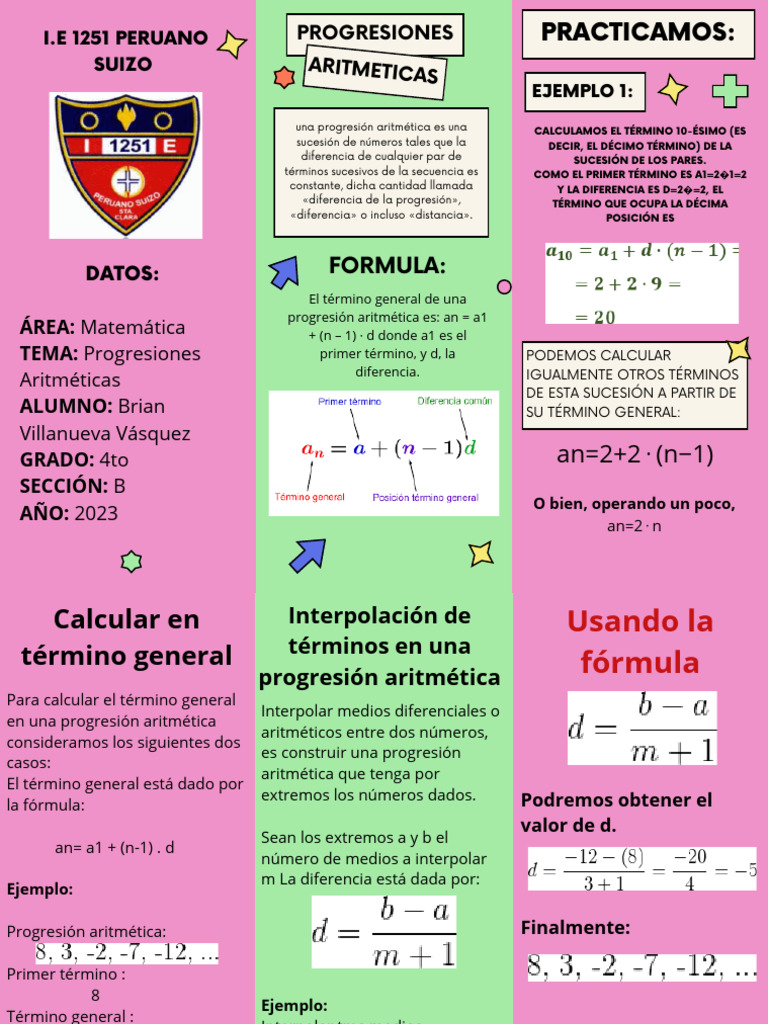 triptico progresiones | Descargar gratis PDF | Secuencia | Aritmética
