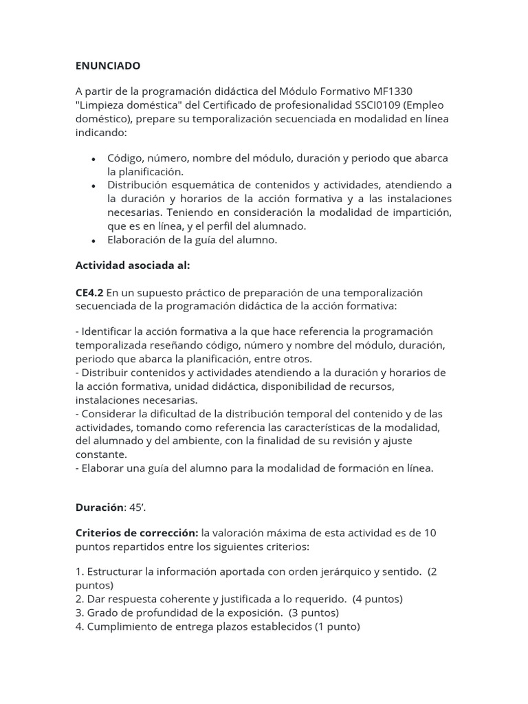 Tema 4. Apartado 4.3. Temporalización Secuenciada de La Programación de La Acción Formativa ...