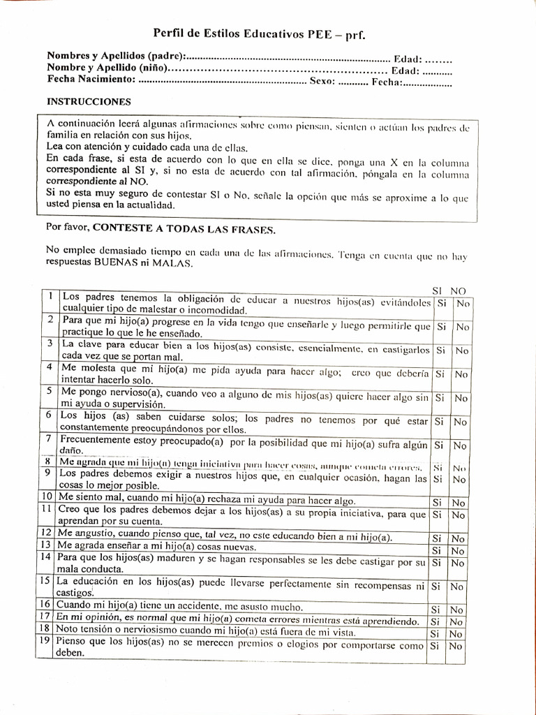 Perfil de Estilos Educativos - Pee | PDF