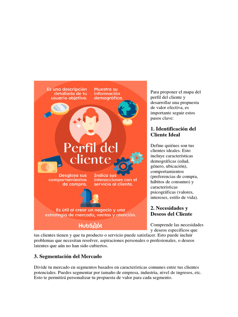Para Proponer El Mapa Del Perfil Del Cliente y Desarrollar Una ...