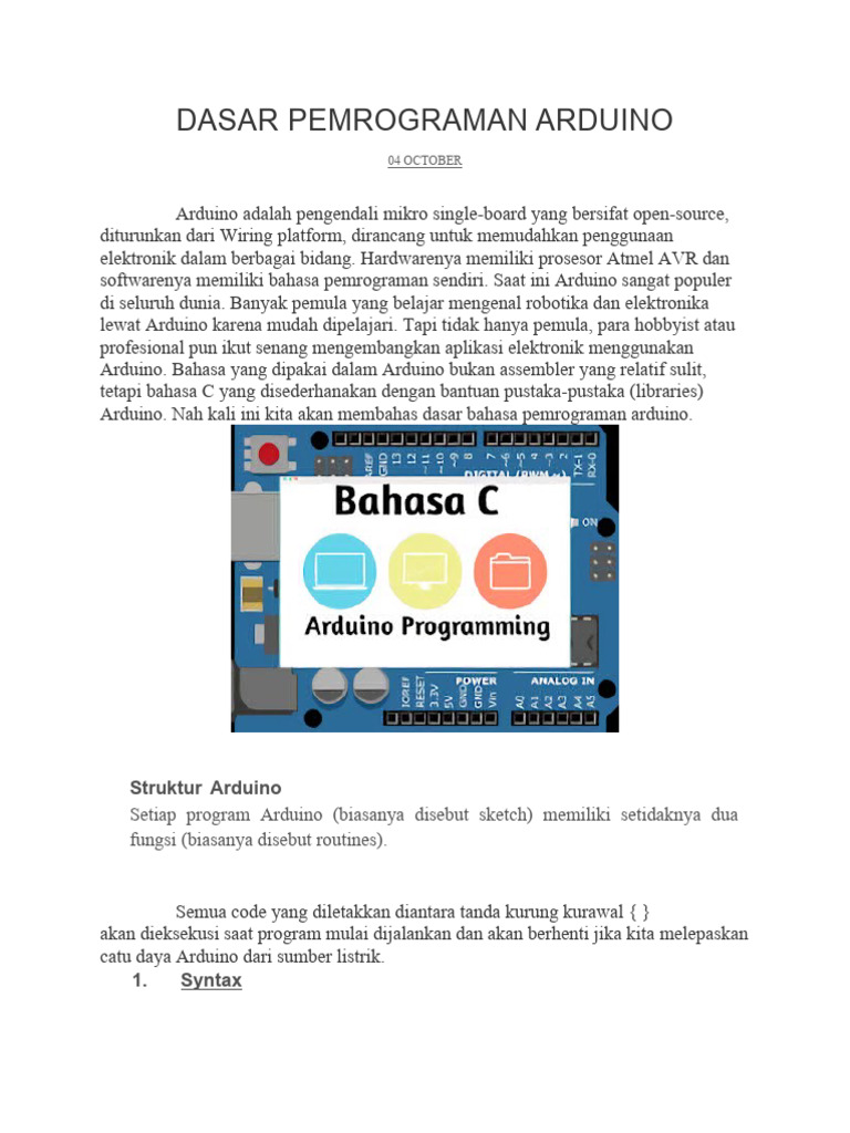 Dasar Pemrograman Arduino | PDF