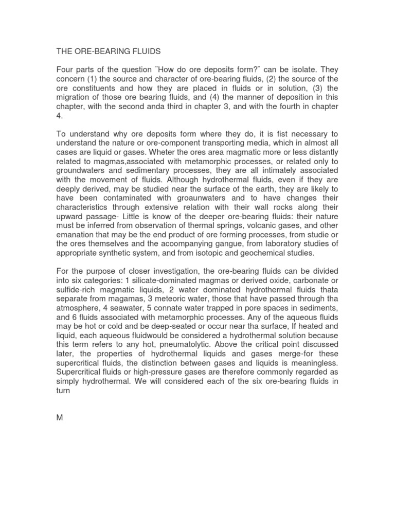 Understanding Ore-Bearing Fluids | PDF