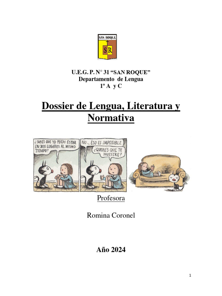Dossier 1año Lengua y Literatura | PDF | Palabra | Asunto (gramática)