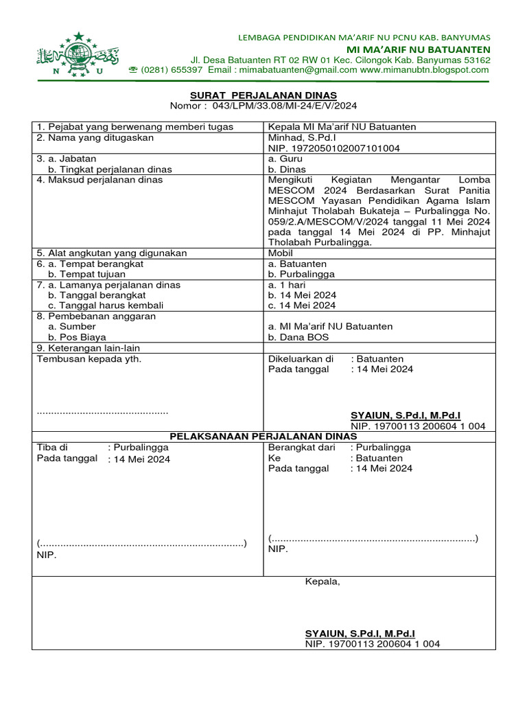 043 Surat Tugas Minhad | PDF