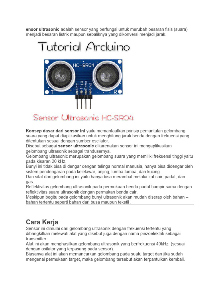 Sensor Ultrasonic: Prinsip dan Cara Kerja | PDF | Teknologi & Rekayasa