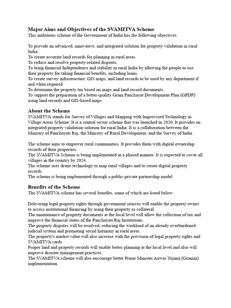SVAMITVA Scheme | PDF | Economies | Government SVAMITVA Scheme | PDF | Economies | Government