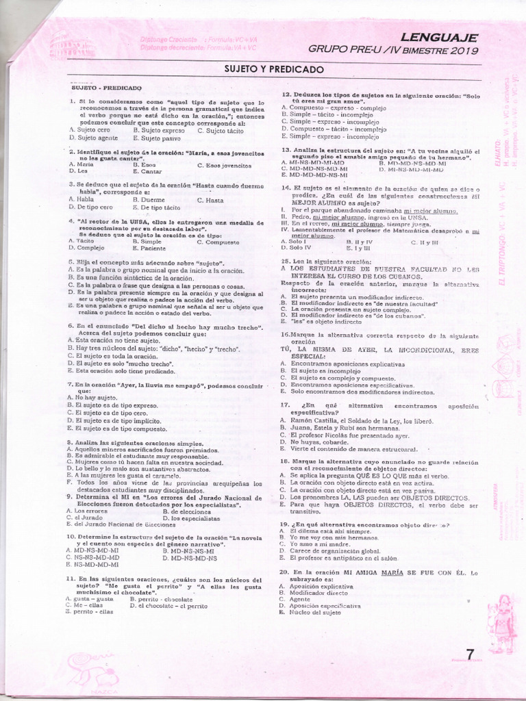 Sujeto y Predicado 027 | PDF