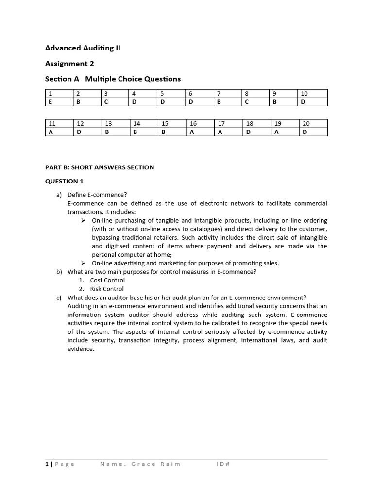 Advanced Auditing II Grace Raim Final | PDF | Audit | Internal Audit