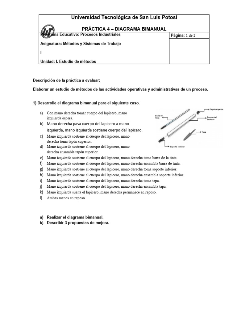 Práctica 4 - Diagrama Bimanual | PDF