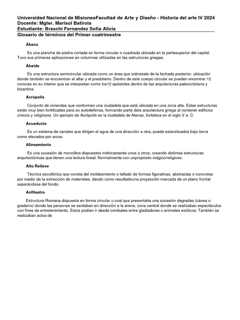 Glosario de Arte | PDF | Columna | Escultura