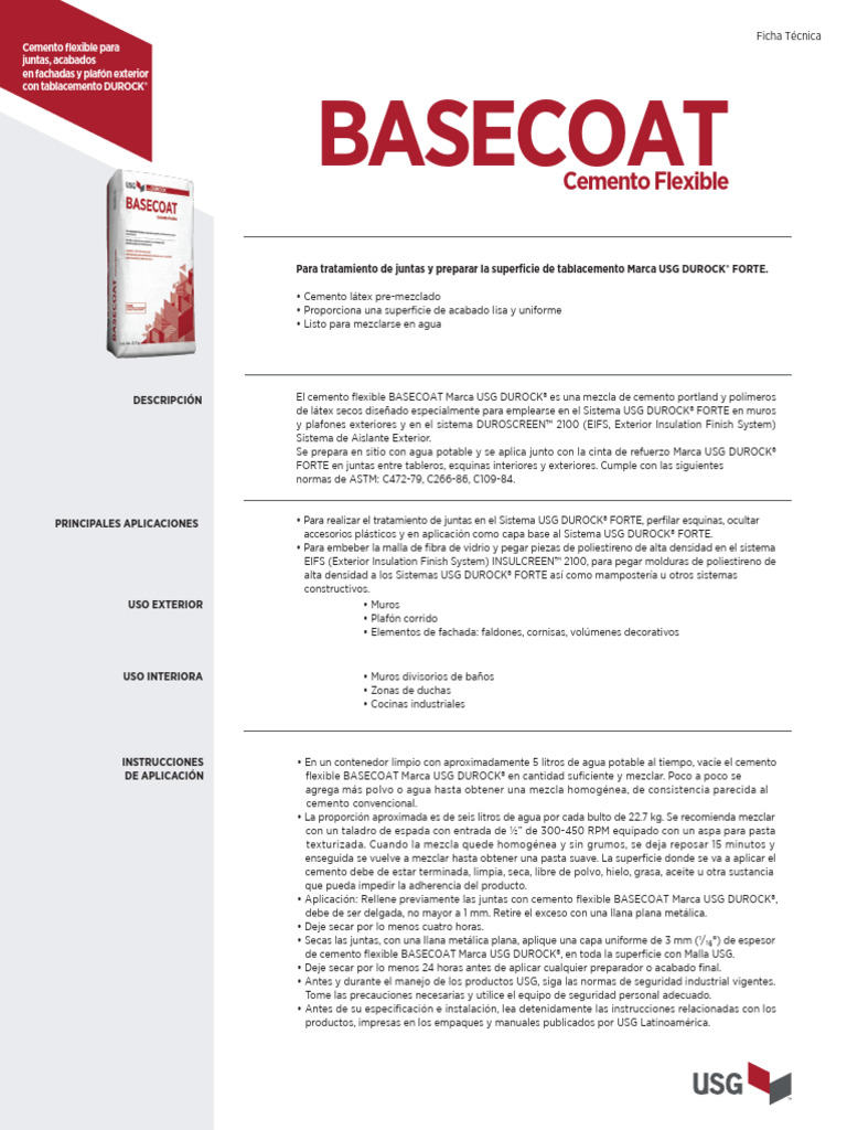 FT Basecoat Usg | PDF | Cemento | Agua