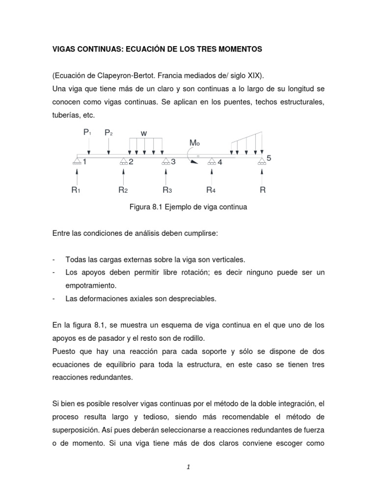 VIGAS CONTINUAS PROBLEMAS (Reparado) | PDF | Viga (Estructura) | Ecuaciones