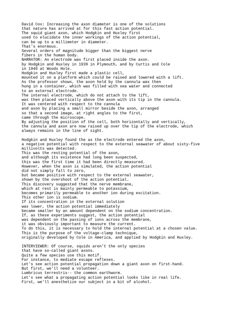 MCB80 V2 4D Giant Axons Recreated V2FC SL - Edxmstr V1-10-En | PDF | Action Potential | Physiology