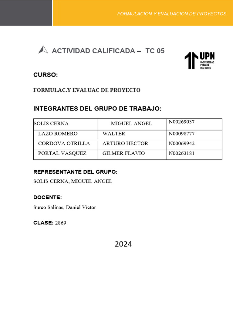 TC06 - Form - Eva.proyectos. - Grupo 08 | PDF | Ácido Graso Omega 3 | Business