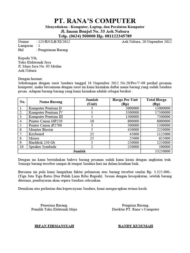 Surat Pengantar Barang | PDF