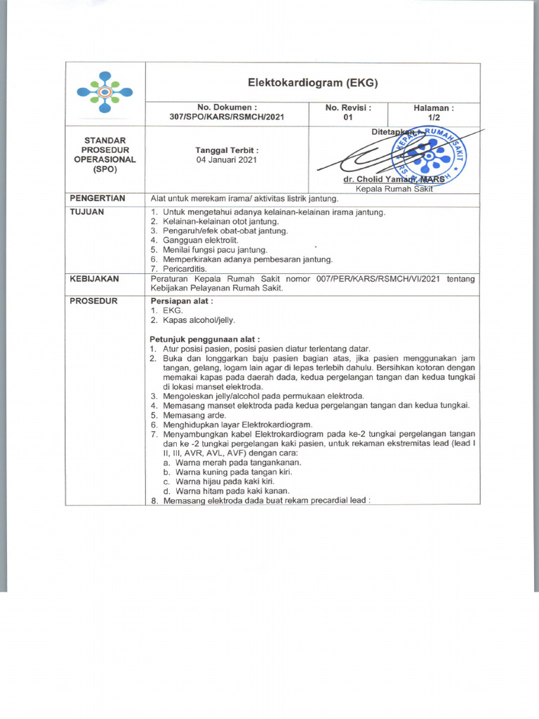 SPO_PENGGUNAAN ALAT EKG | PDF