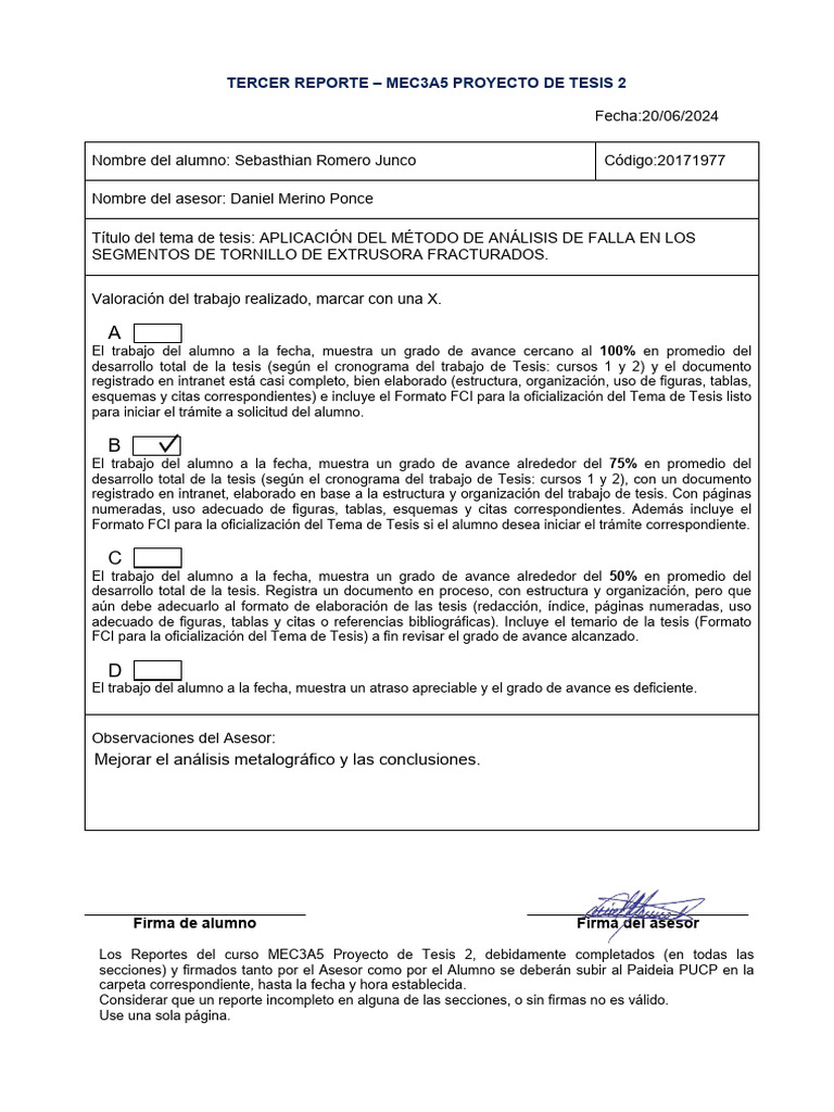 Formato Cuarto reporte | PDF