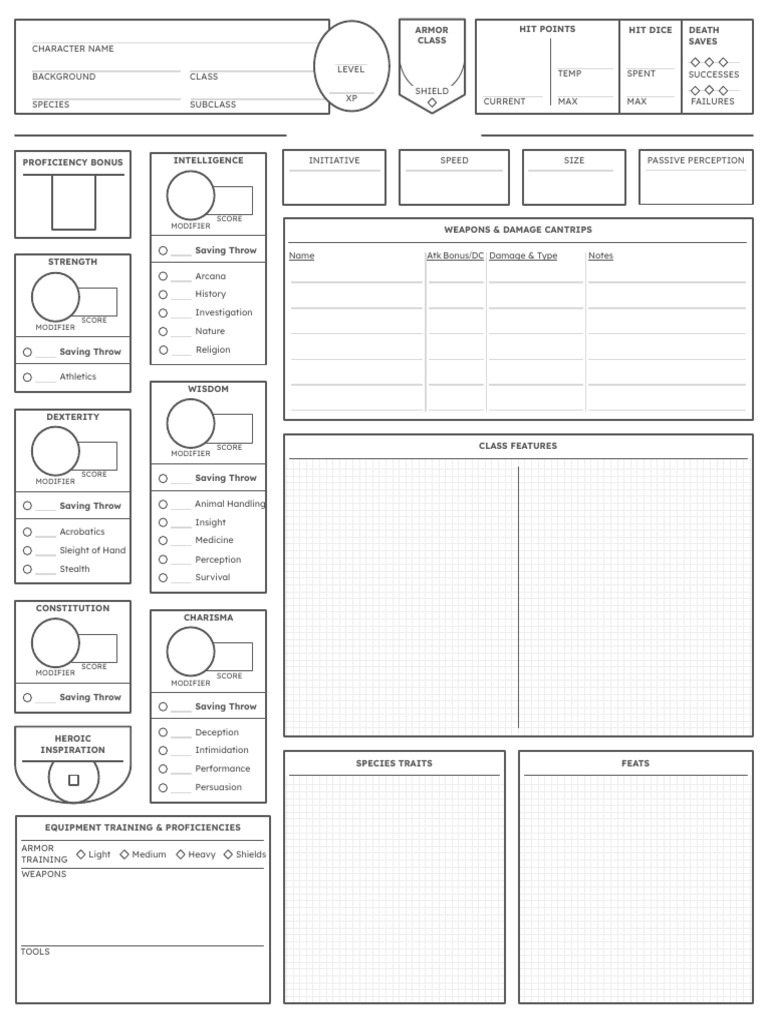 Hoja de Personaje Nuevas D&D - 2024 | PDF | Gaming | Tabletop Games