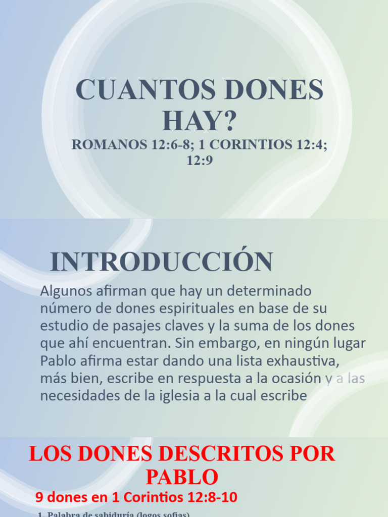 Cuantos Dones Hay | PDF | Pablo el apóstol | Primera epístola a los ...