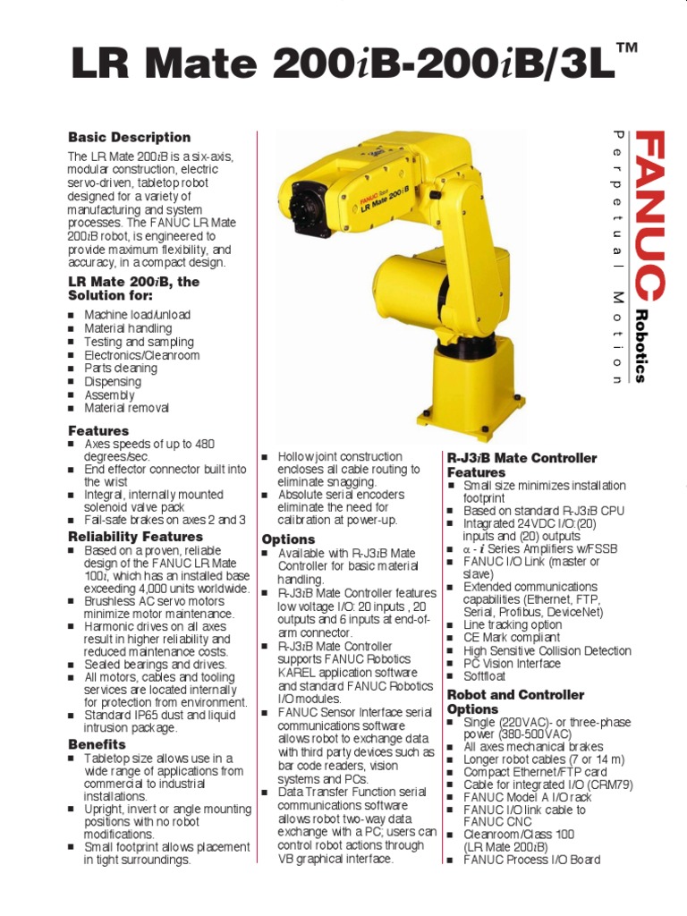 Fanuc LR Mate 200ib 200ib 3l | PDF | Input/Output | Electric Motor
