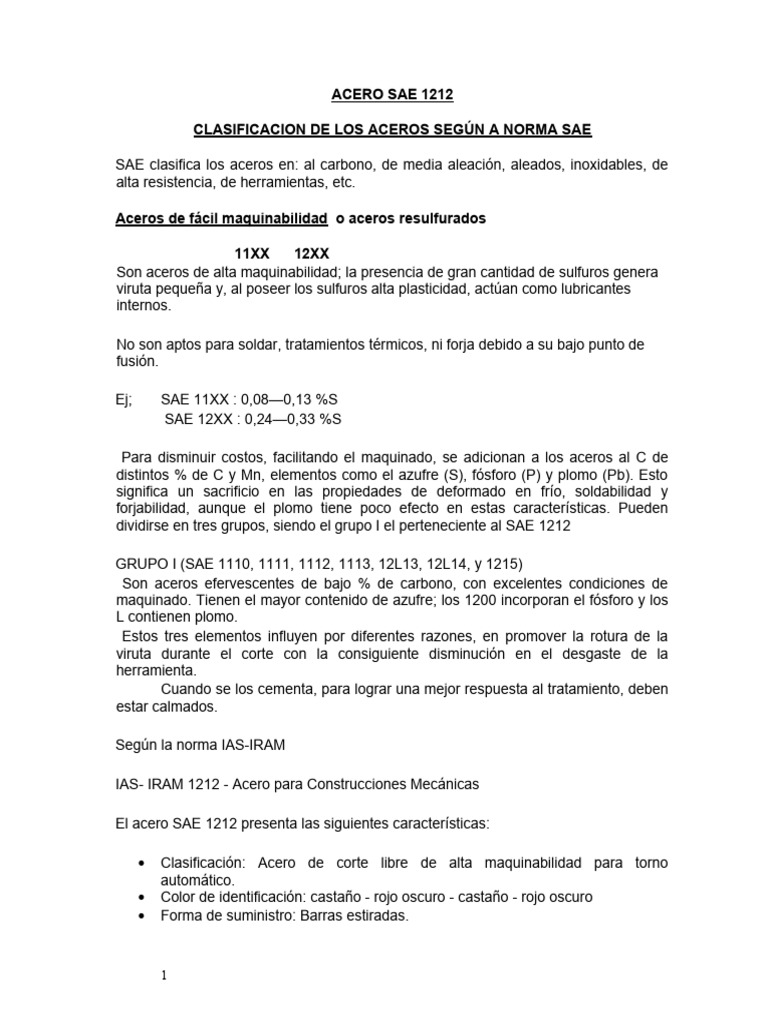 Sae 1212 | PDF | Acero | Ciencias fisicas
