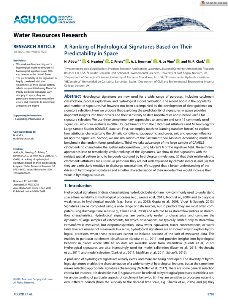 Ranking Hydrological Signatures | PDF | Hydrology | Precipitation