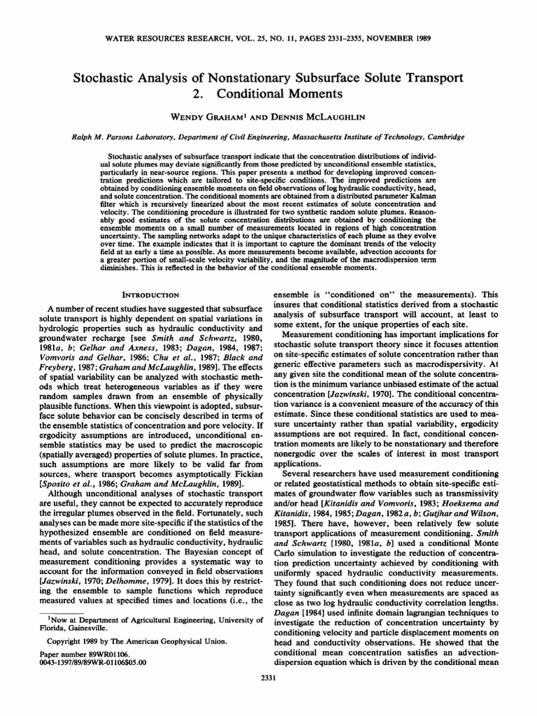 Water Resources Research - November 1989 - Graham - Stochastic Analysis ... Water Resources Research - November 1989 - Graham - Stochastic Analysis ...
